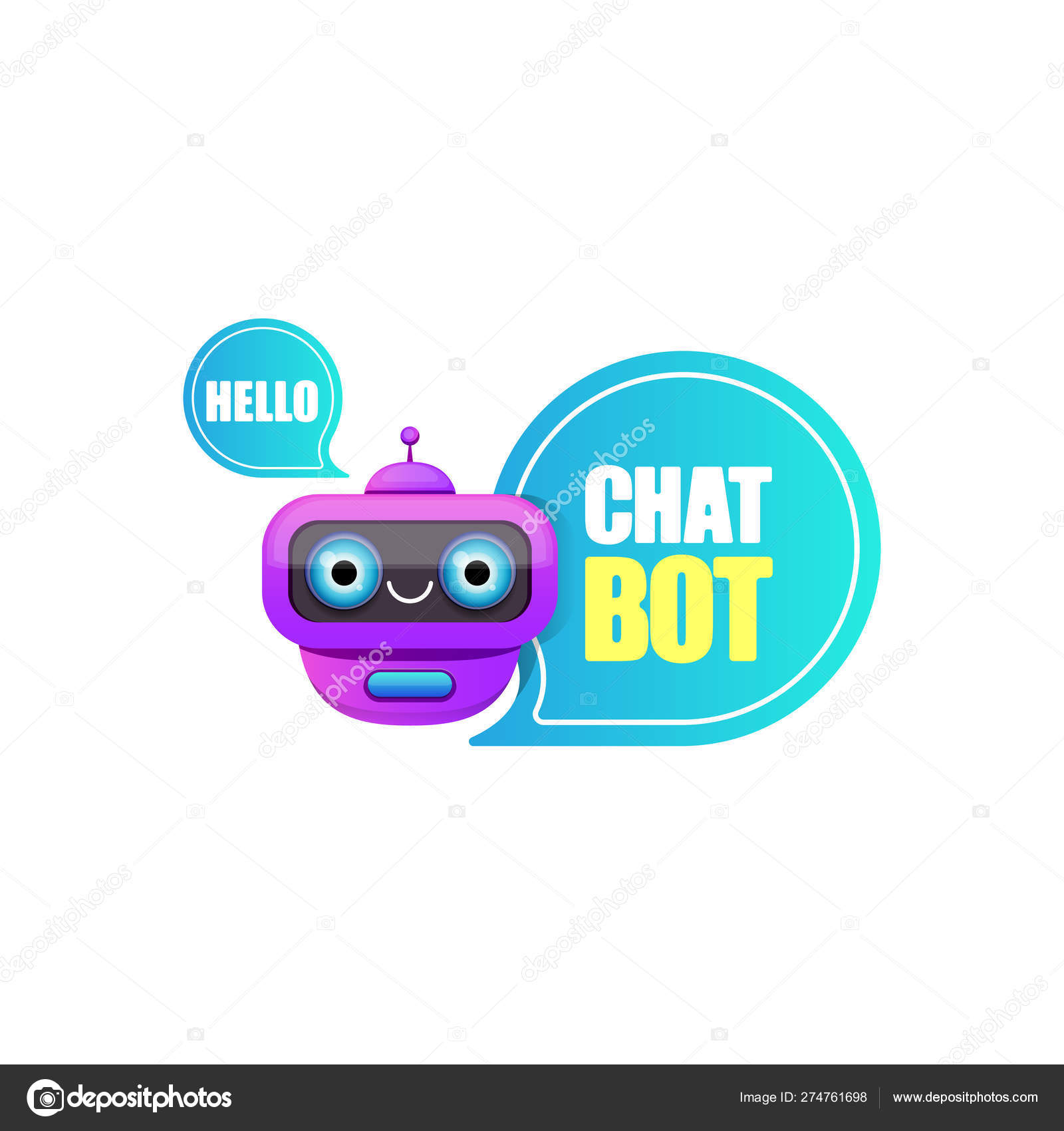 Cute chatbot character or intelligent assistant with speech bubble ...