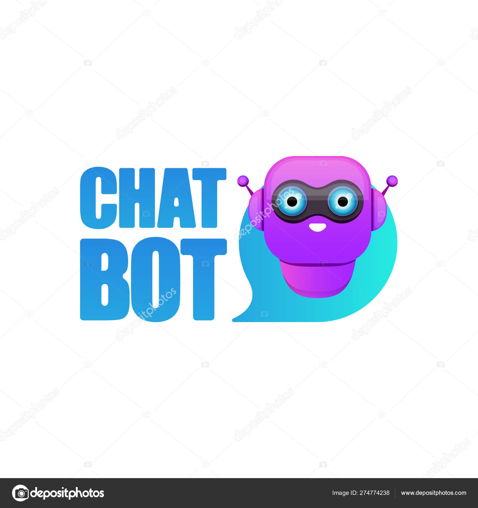Cute chatbot character or intelligent assistant with speech bubble ...