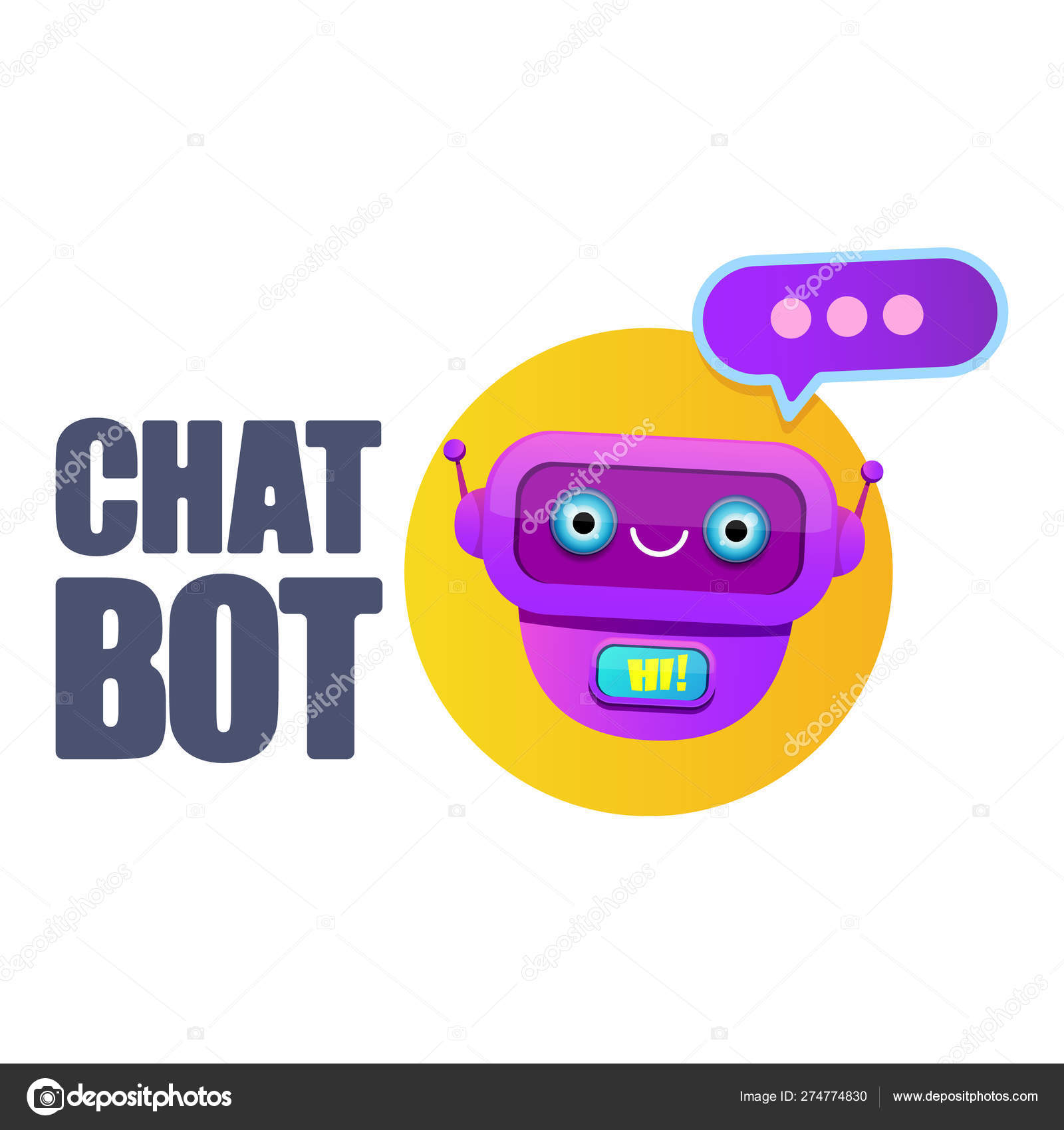 Cute chatbot character or intelligent assistant with speech bubble ...