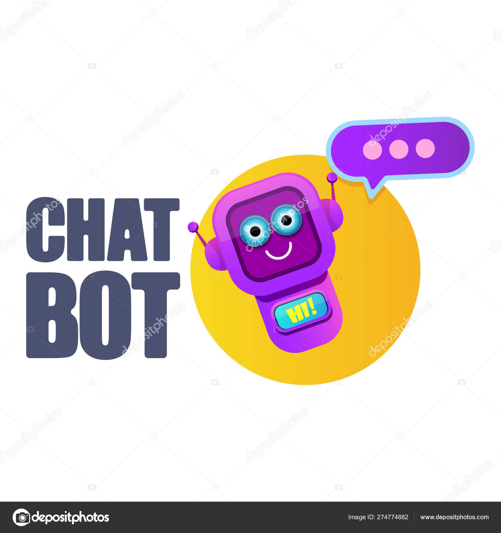 Cute chatbot character or intelligent assistant with speech bubble ...