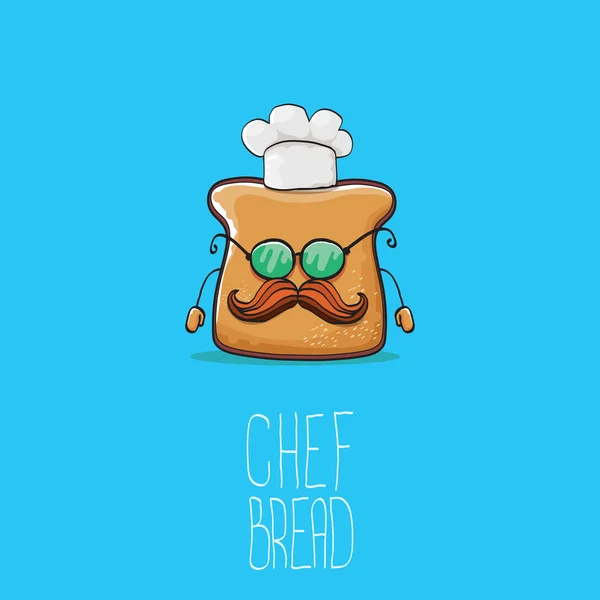 Vector funky cartoon cute bread chef character with white chef hat ...