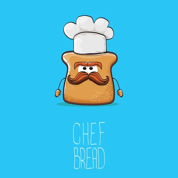 Vector funky cartoon cute bread chef character with white chef hat ...