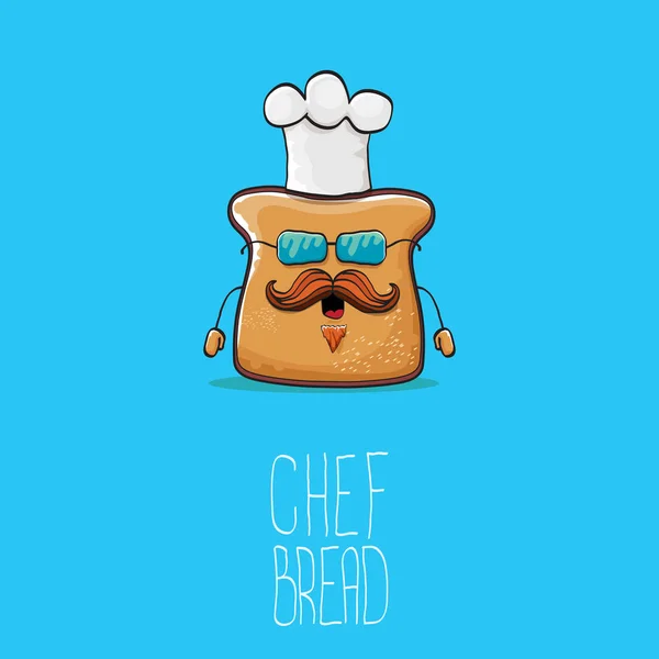 Vector funky cartoon cute bread chef character with white chef hat ...