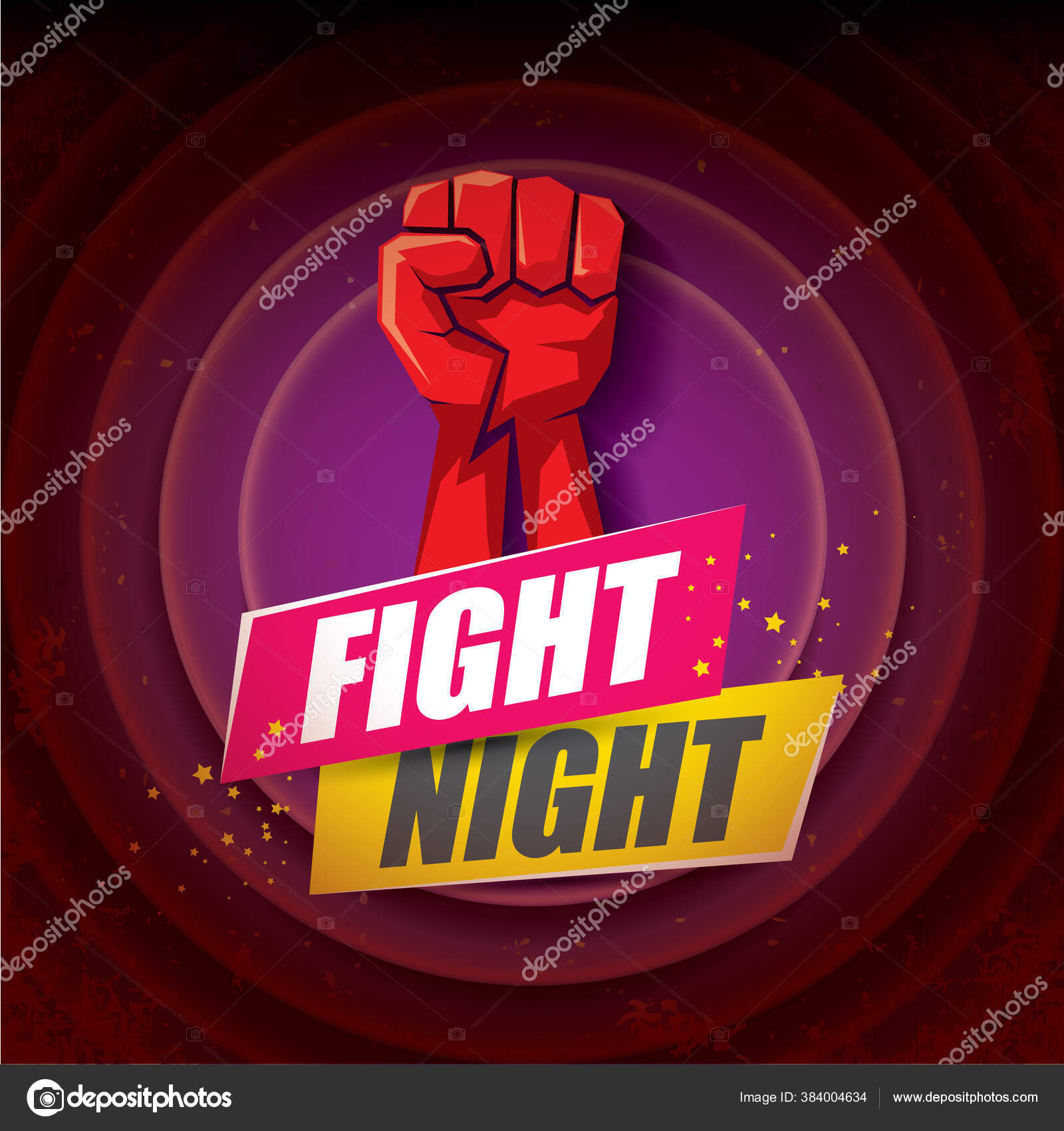 Fight Night Vector Modern Poster With Text And Strong Mma,