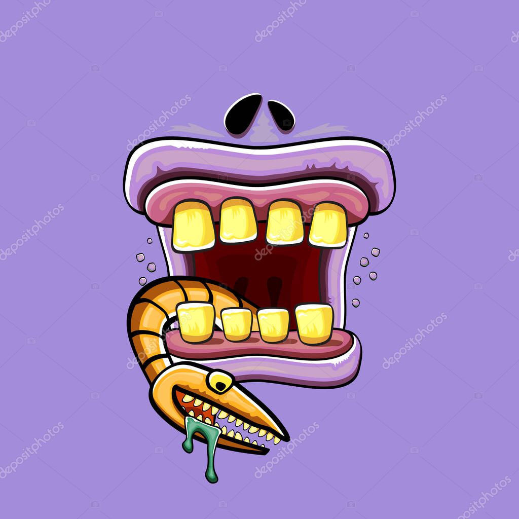 Dibujos animados vectorial divertida boca monstruo zombie tonto con ...
