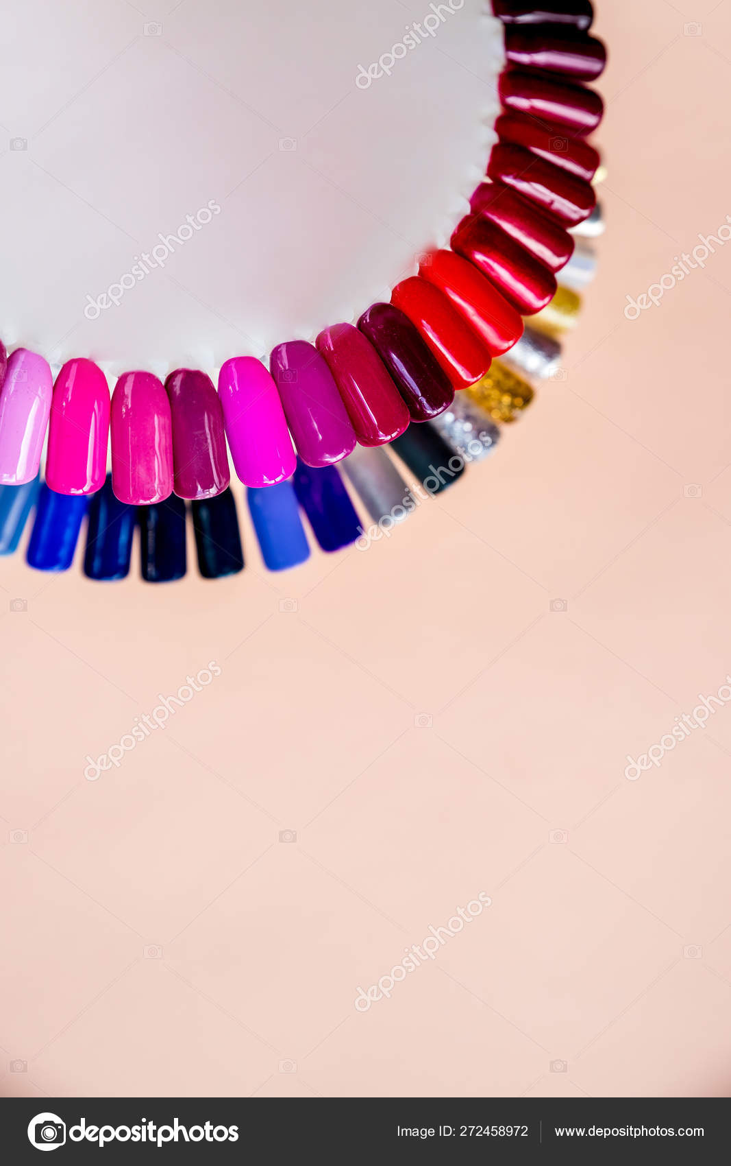 Nail polish samples in different bright colors. Colorful nail lacquer ...