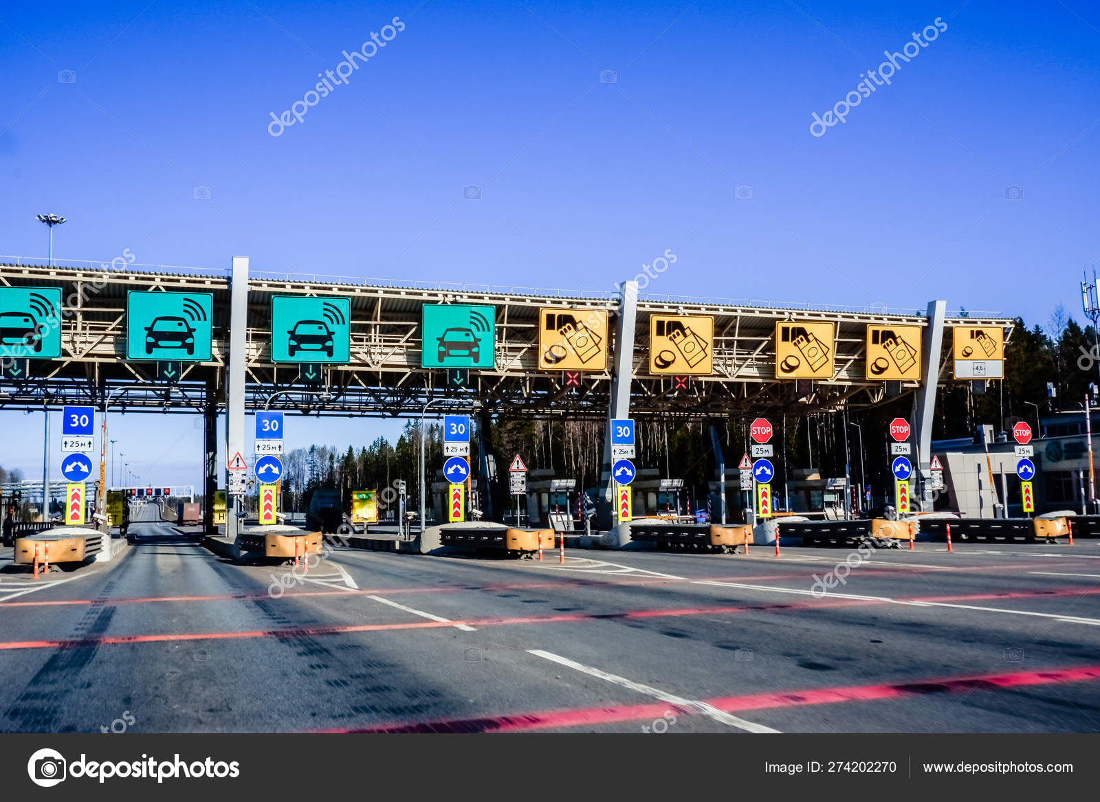 Expressway checkpoint on the expressway and rush hour at sunset.toll ...