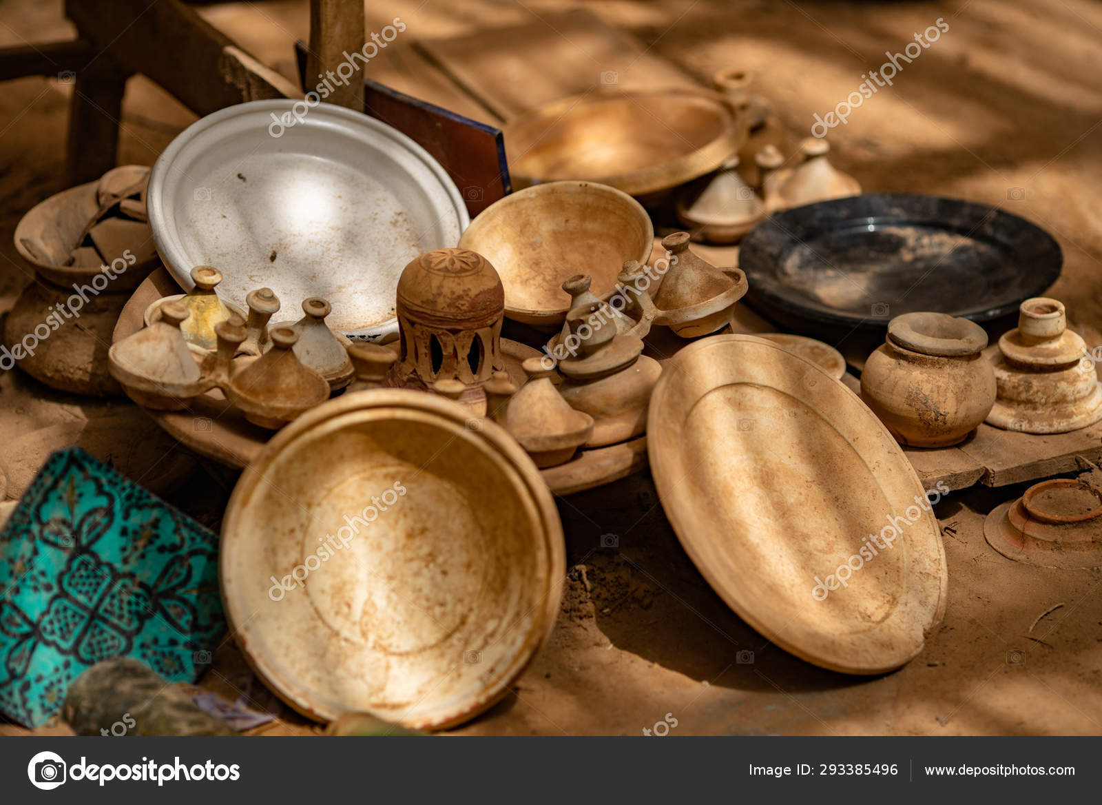 Traditional Moroccan Clay Utensils Street Market Morocco Stock Photo by ...