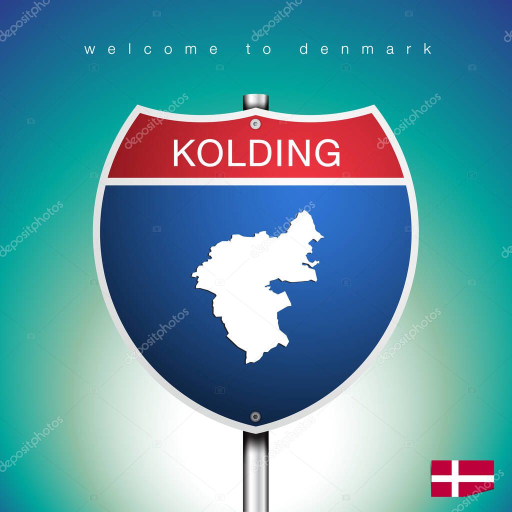 Una ruta de señalización Estilo América con el estado de Dinamarca con ...