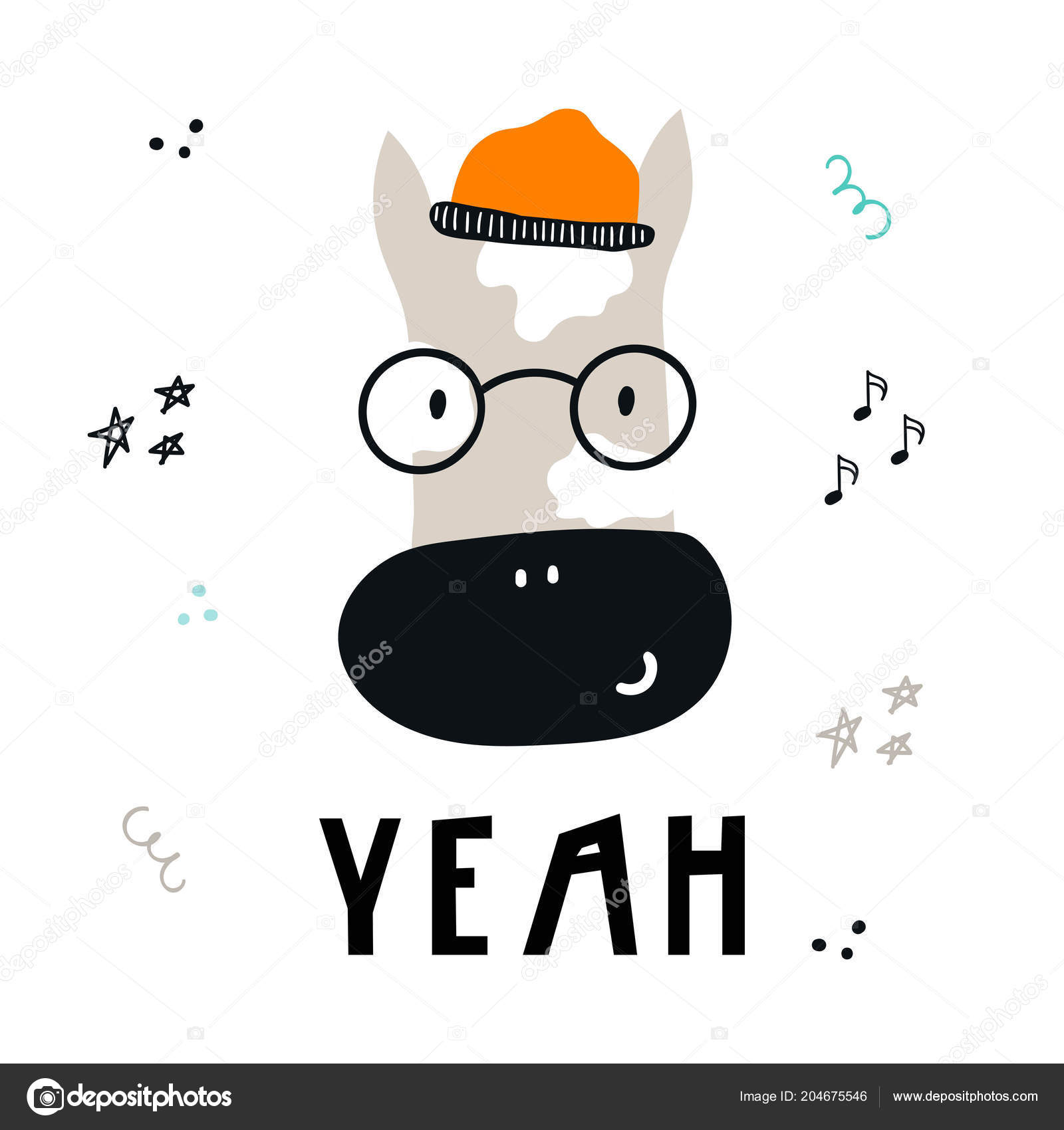 Yeah Cute Hand Drawn Nursery Poster Cartoon Cow Animal Character ...