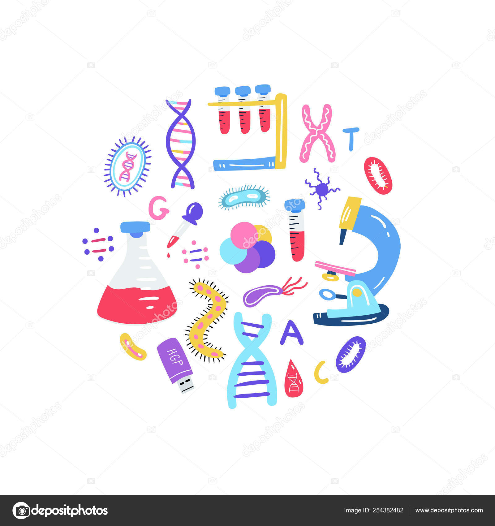 Hand Drawn Genome Sequencing Concept Human Dna Research Technology