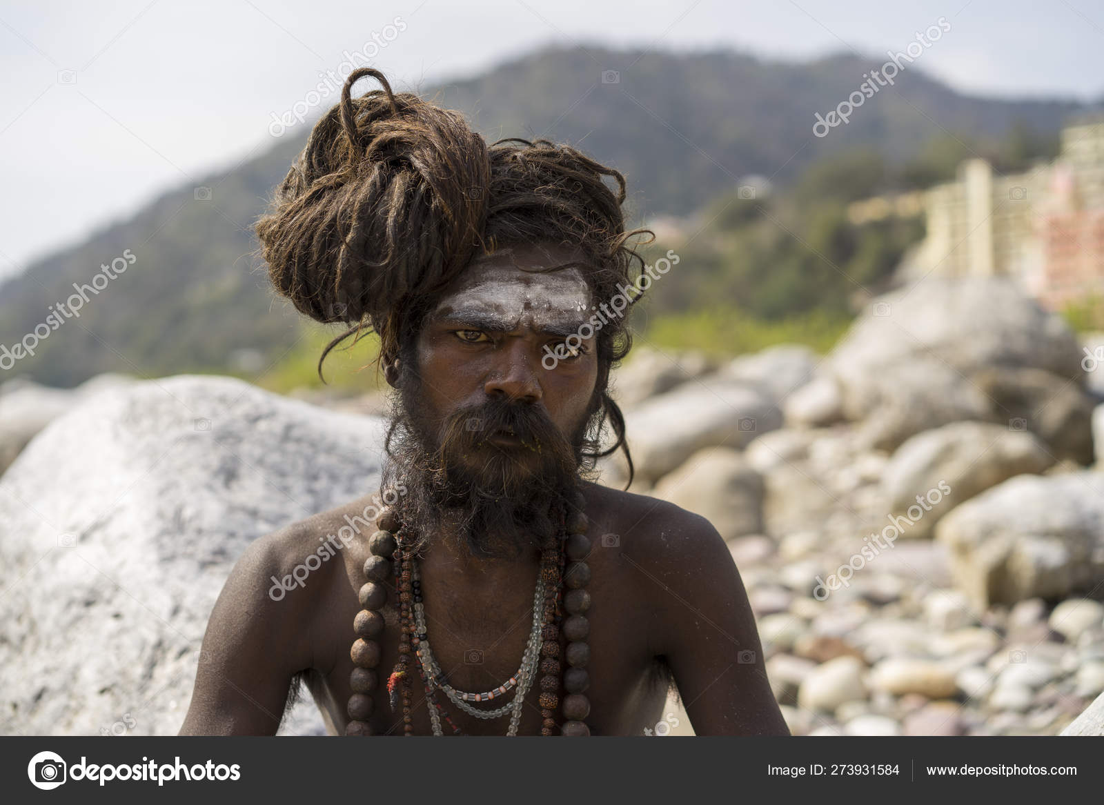 Portrait Indian Man Dreadful Locks Sitting River Side — Stock Editorial ...