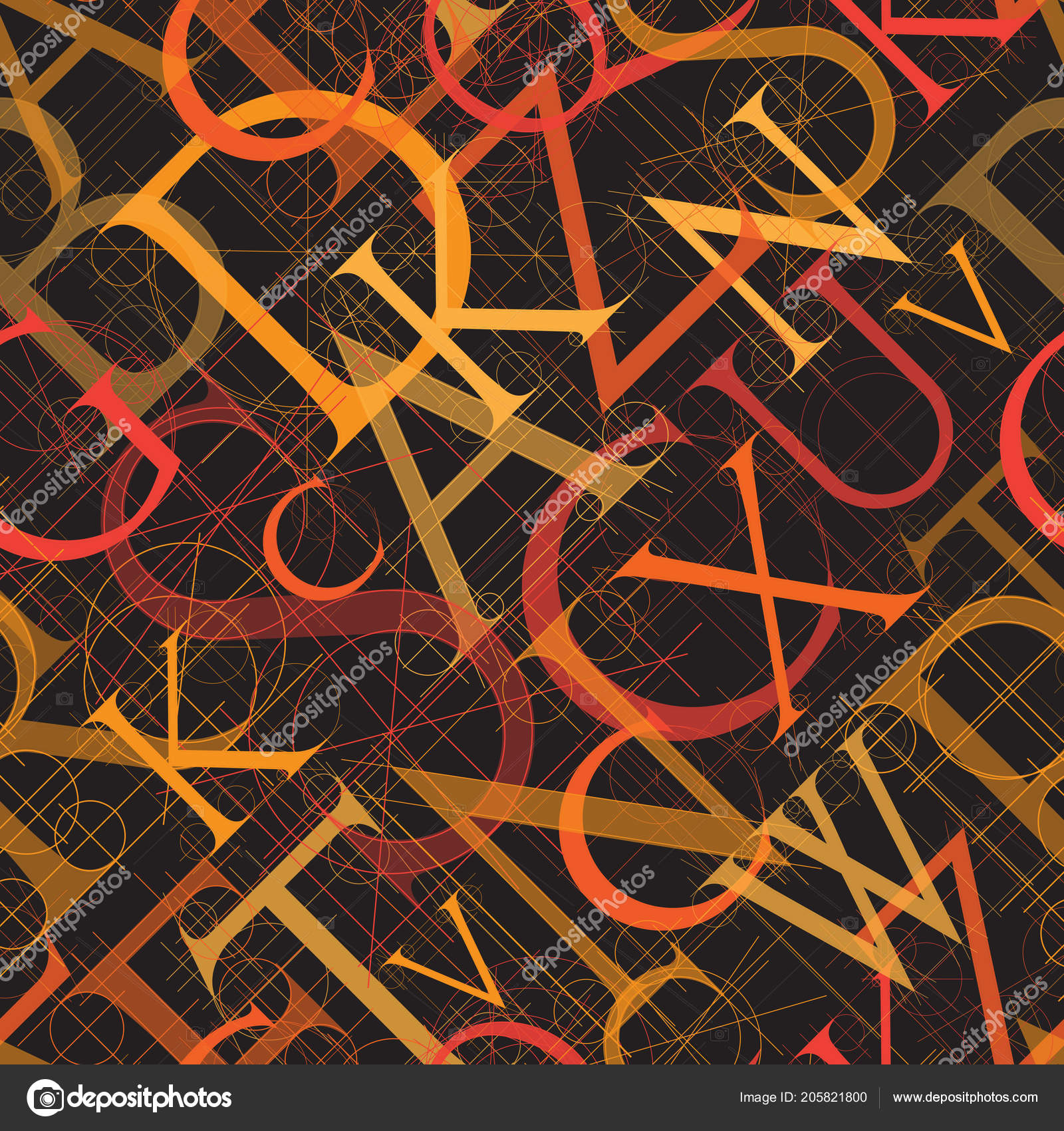 Font Seamless Pattern Black Background Vector Illustratuon Clip Art ...