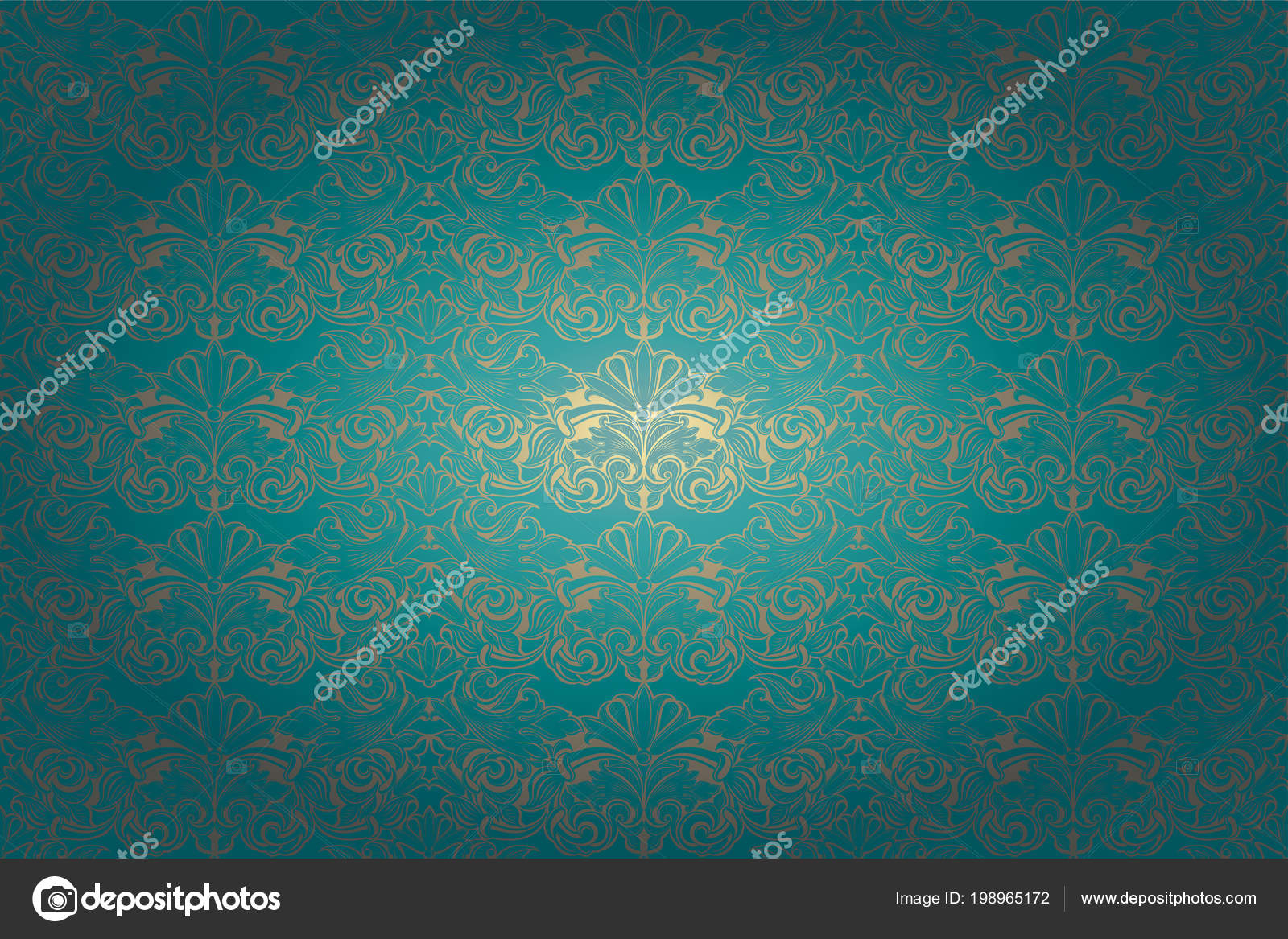 Vintage Gothic Horizontal Background Turquoise Gold Classic Baroque ...