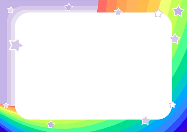 Frame Rainbow Sky Stars Cartoon Style Background Children Announcements ...