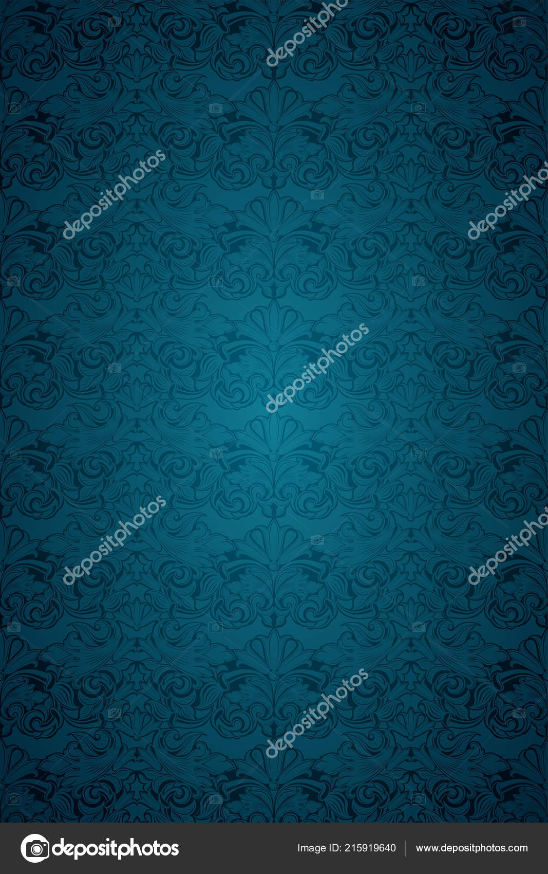 Blue Vintage Background Royal Classic Baroque Pattern Rococo Darkened ...