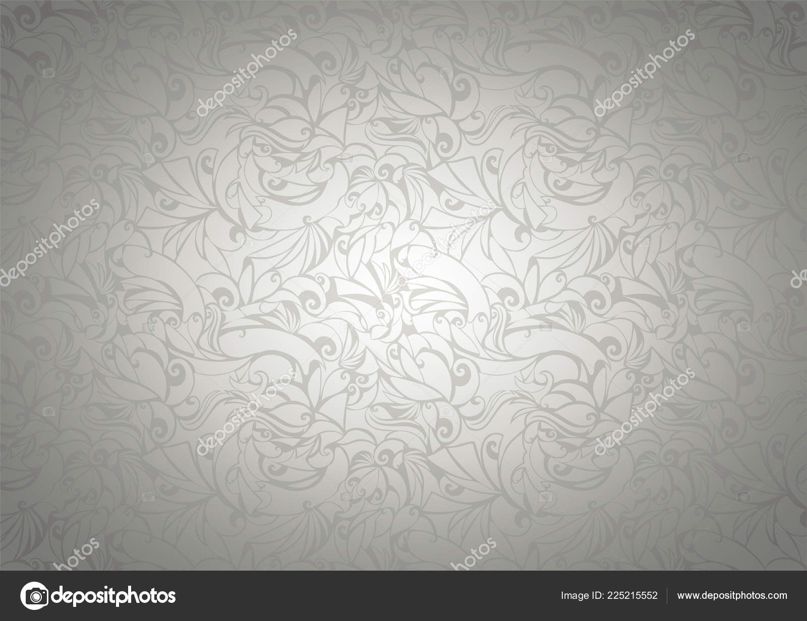 Vintage Silver Background Floral Elements Darkening Edges Gothic Style ...