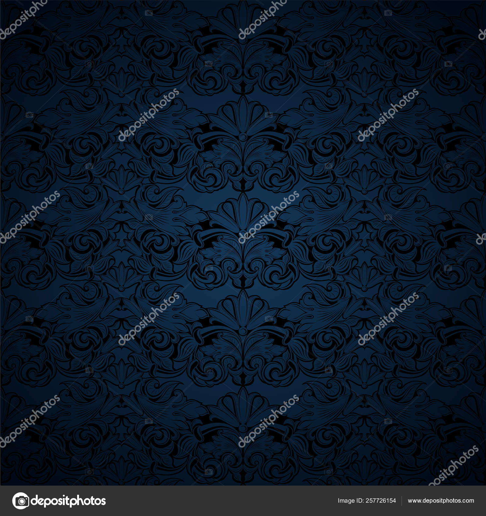 Dark Blue Black Vintage Background Royal Classic Baroque Pattern Rococo ...