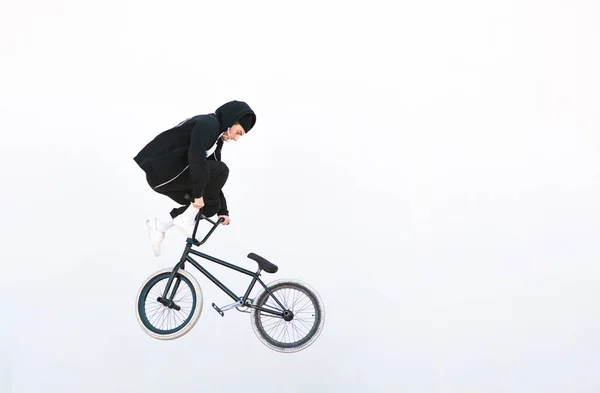 Portrait Cyclist Bmx White Wall Background Bmx Rider Bike White Stock ...