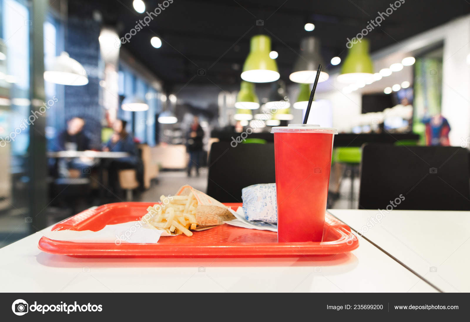 Red Tray Fast Food Menu Table Restaurant French Fries Burger Stock ...