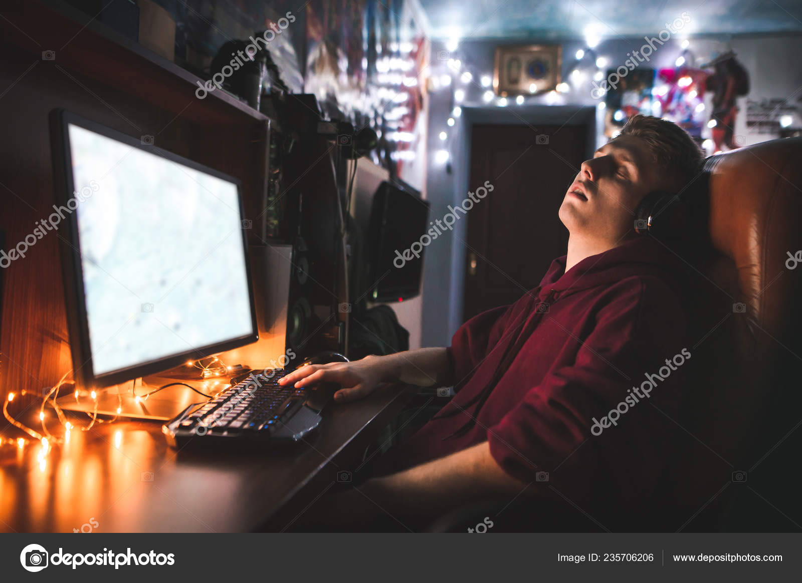 Sleepy At Computer