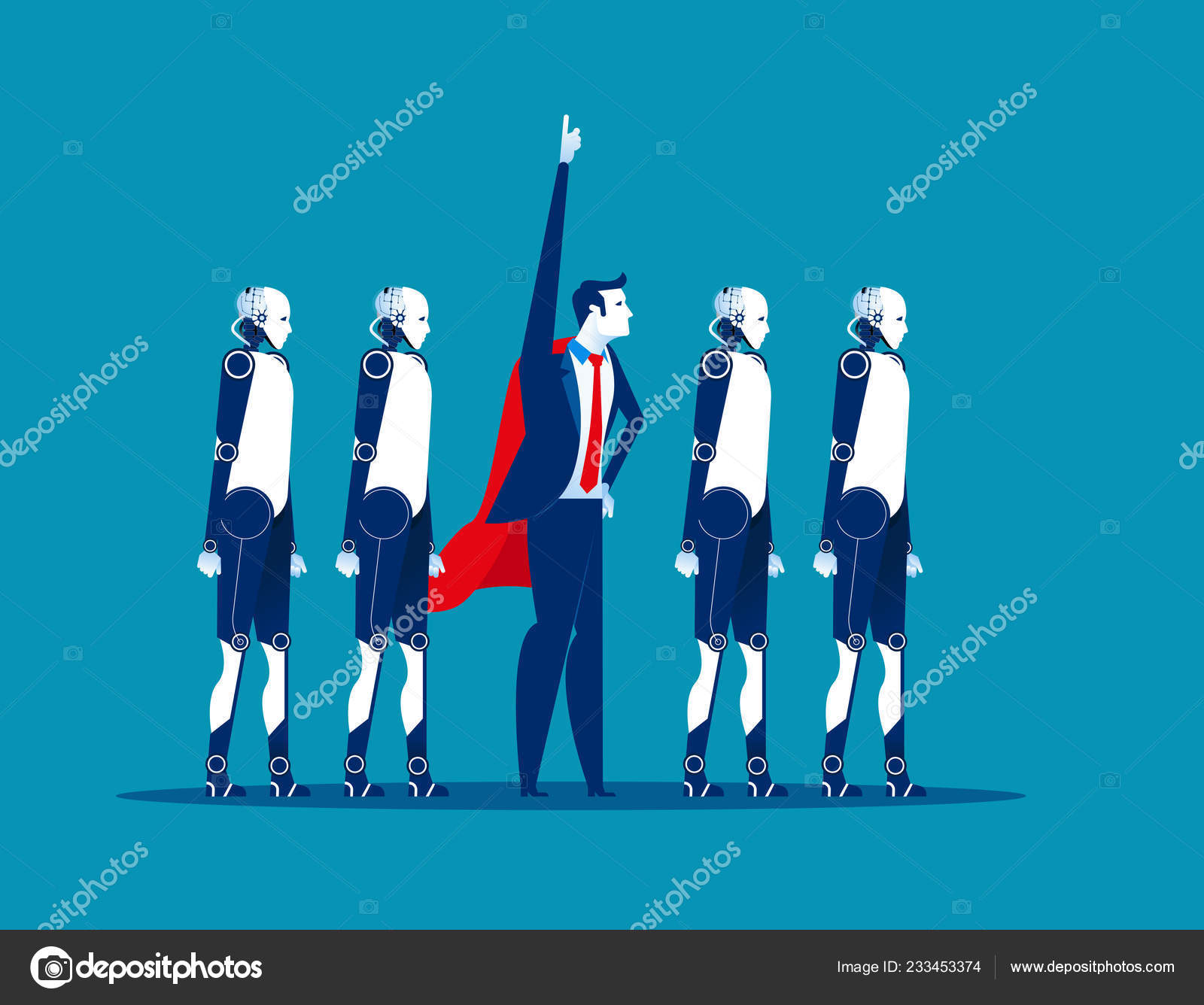 Super Team Business Leader Robot Concept Business Vector Illustration ...