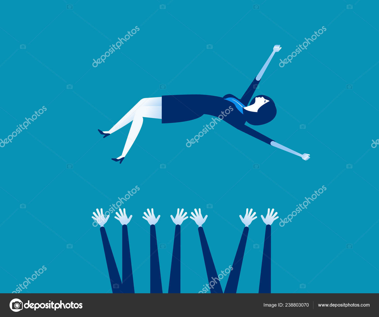 Business Team Throwing Man Air Concept Business Vector Illustration ...