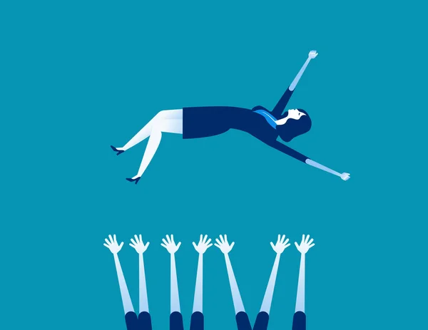 Business Team Throwing Man Air Concept Business Vector Illustration ...