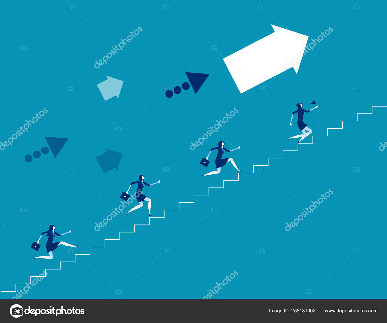 Business team climb stair. Concept business teamwork vector illu Stock ...
