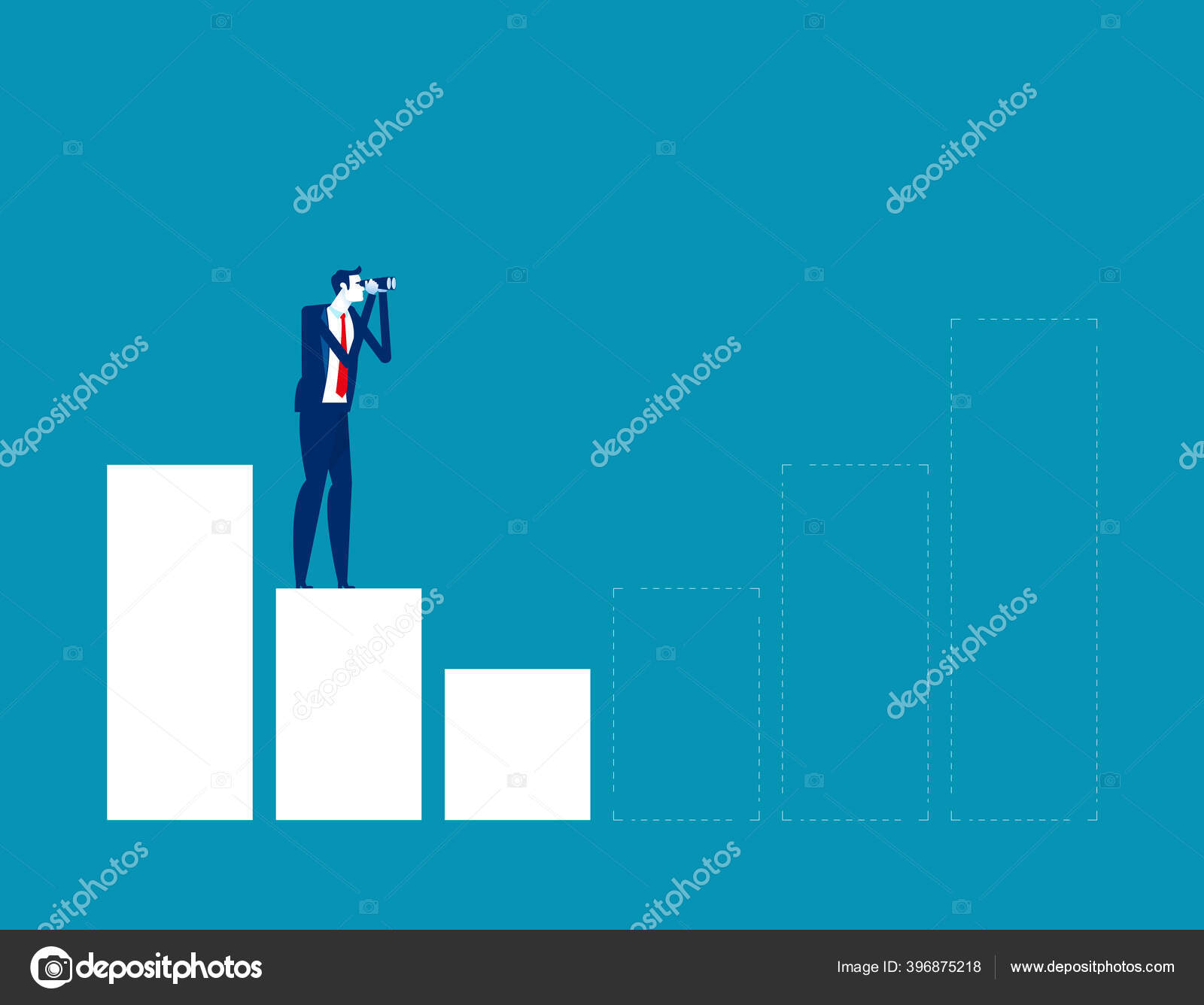 Looking Telescope Prediction Future Bar Graph Business Analyzing Concep ...