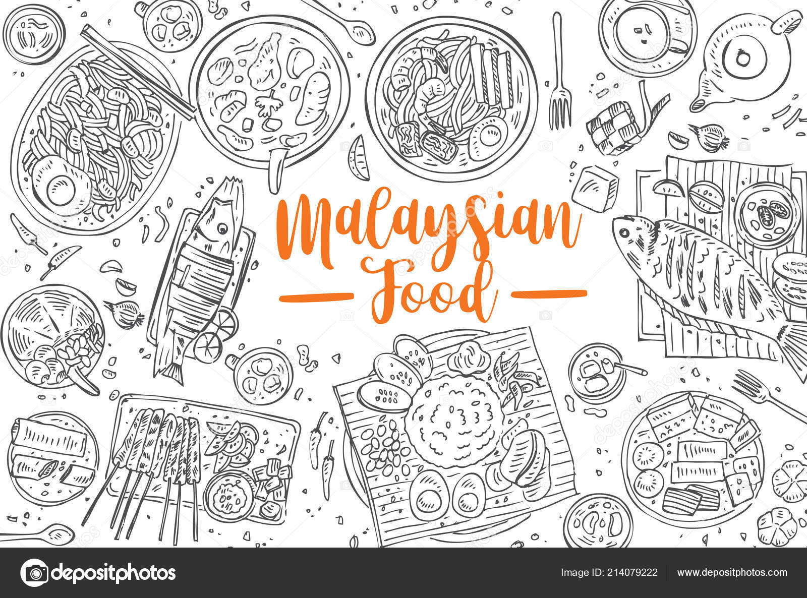 Doodle Art Makanan Di Malaysia