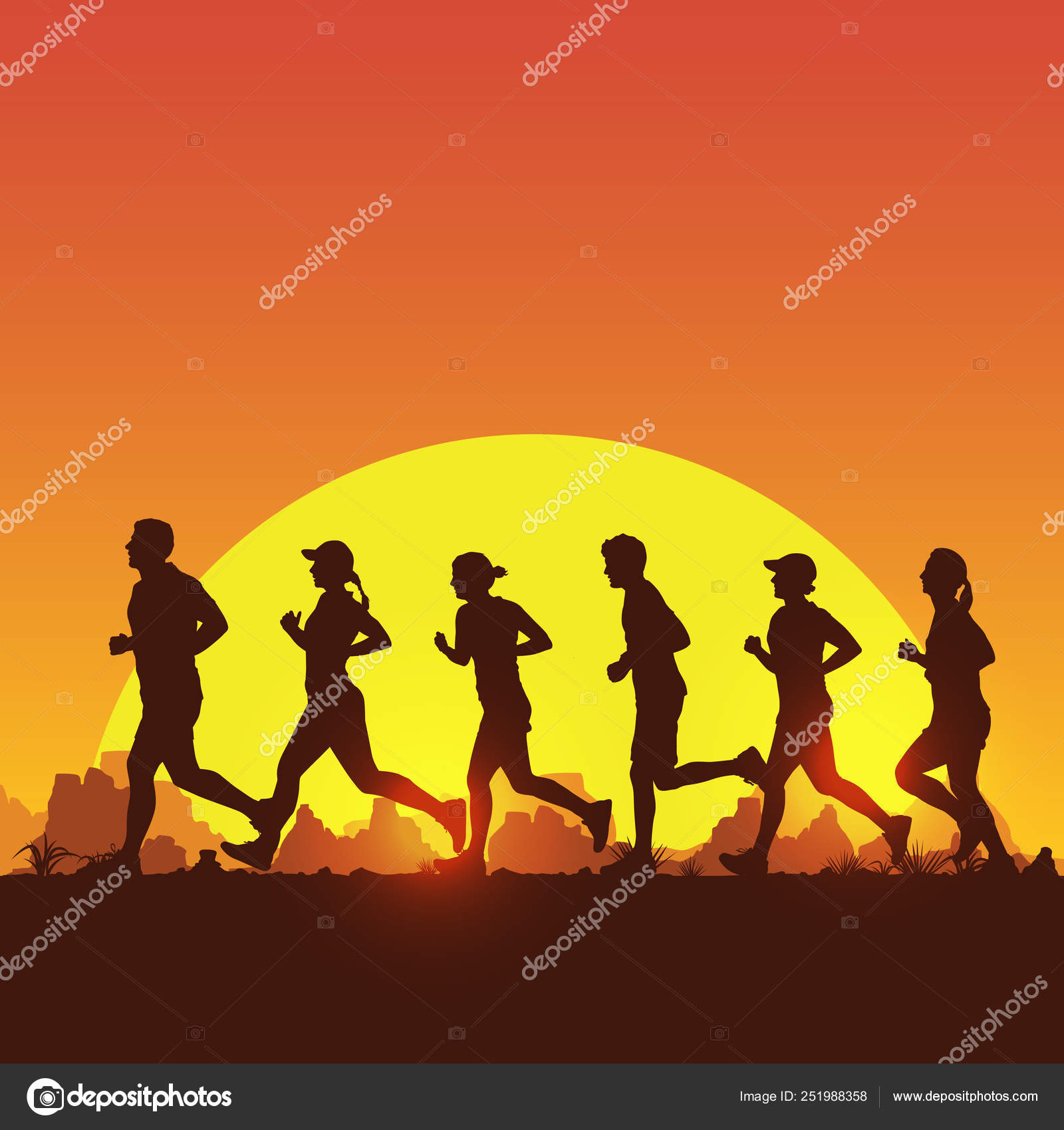 Runner Silhouette Group