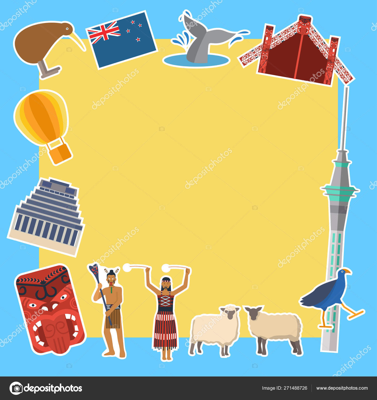 New Zealand Landmarks Icons