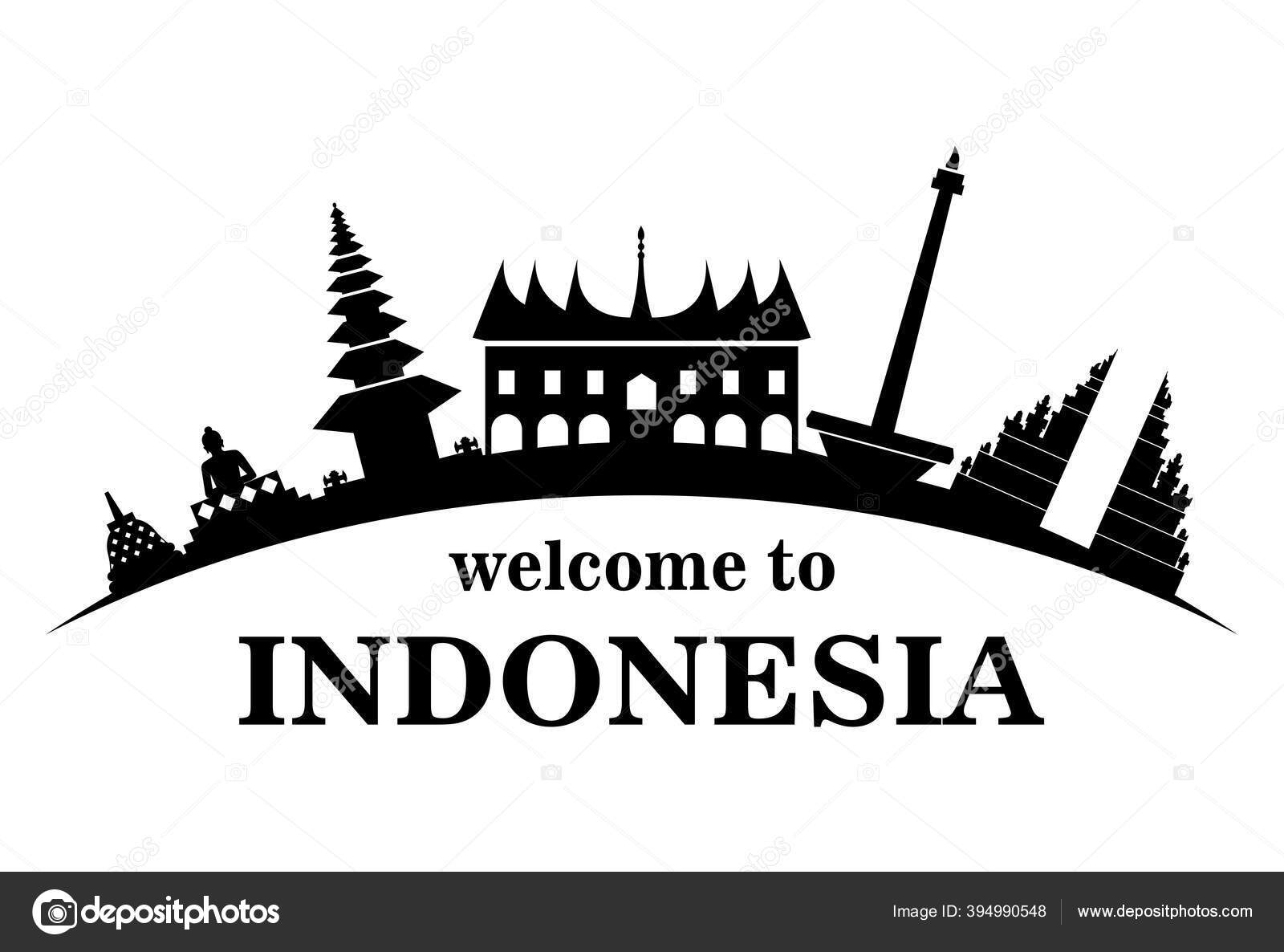 Indonesia Skyline Horizontal Logo Isolated White Background Vector ...