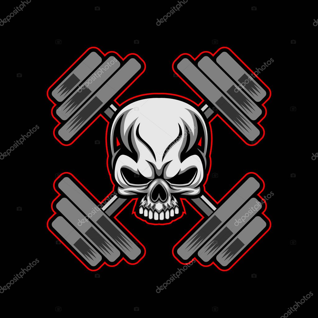 Calavera cabeza fitness vector ilustración arte 2023