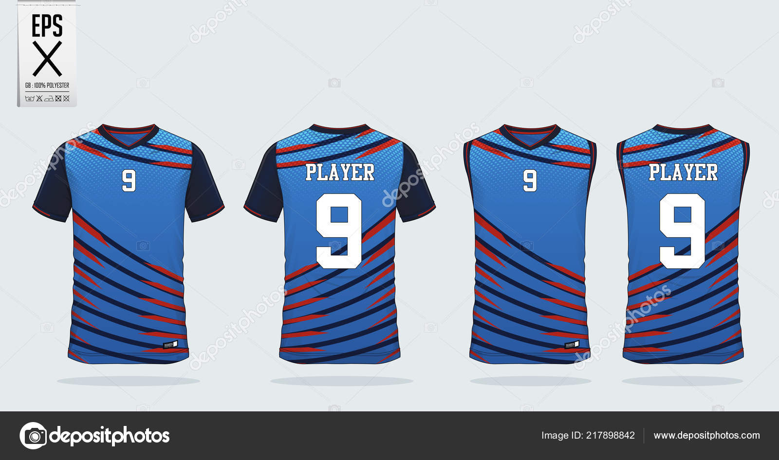 Blue Shirt Sport Design Template Soccer Jersey Football Kit Tank Stock ...