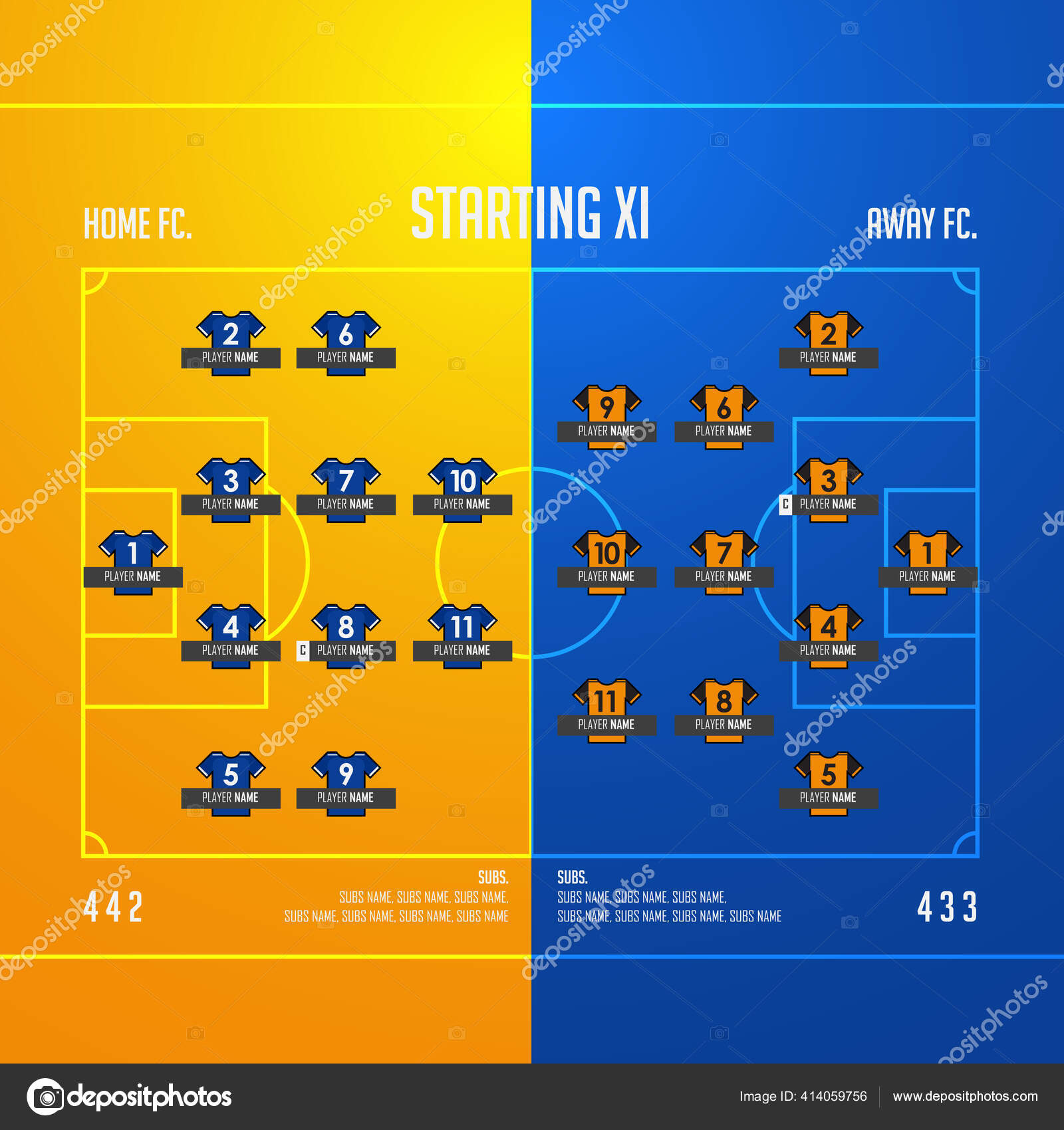 Football Soccer Match Lineups Formation Infographic Set Football Player ...