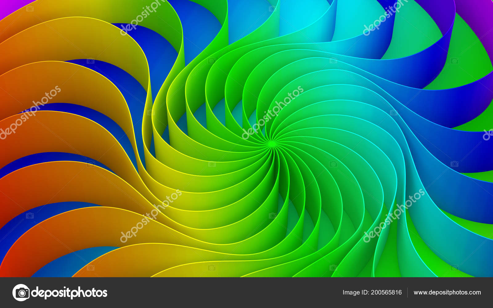 Colorful Twirl Curved Shape Circle Rainbow Background Abstract Swirly ...