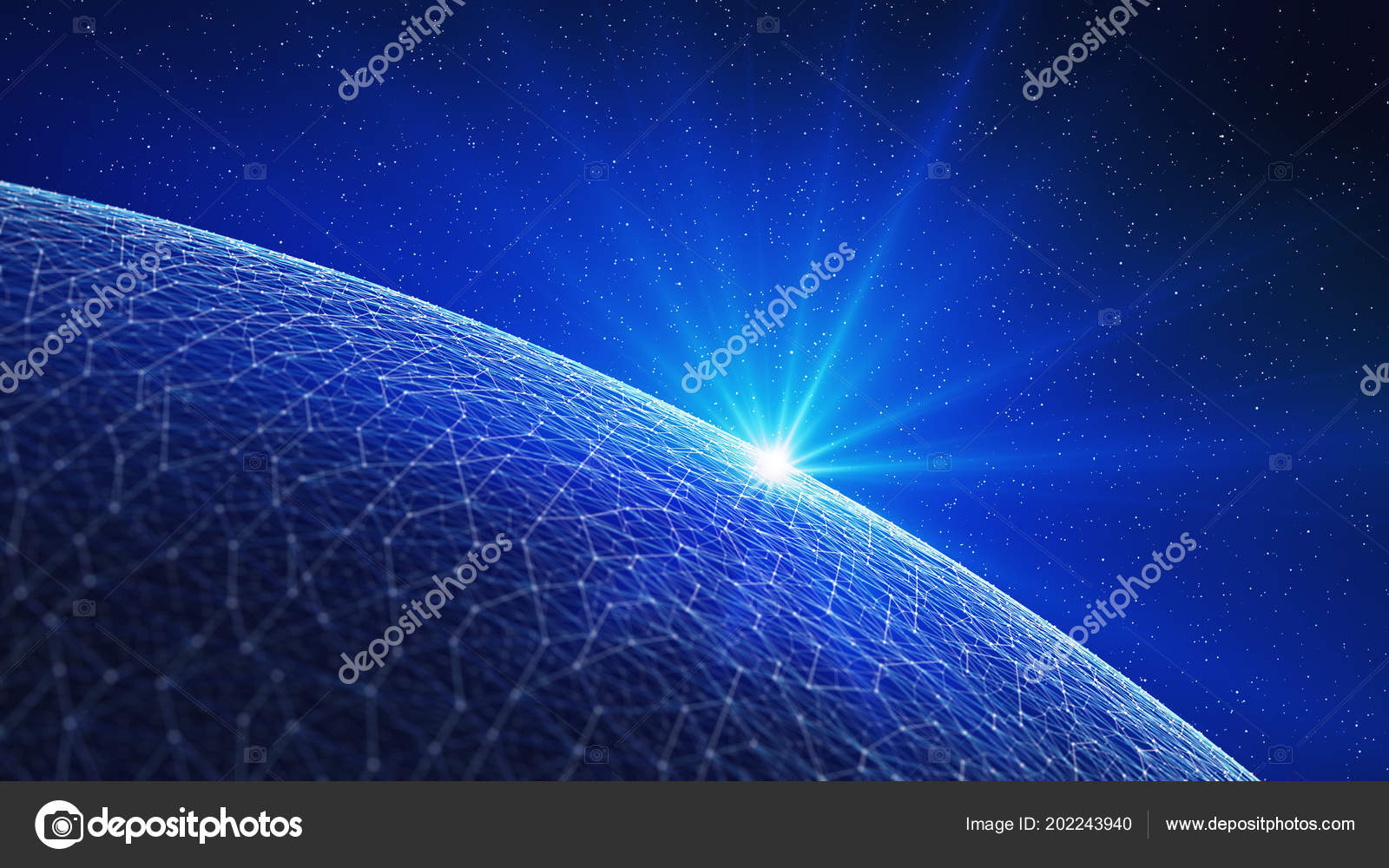 Planet Earth Network Connection Lines Stars Internet Technology Concept ...