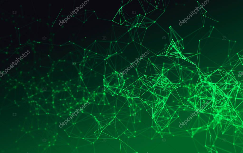 Datos digitales y l neas de tri ngulo de conexi n de red verde para el concepto de tecnolog a ...