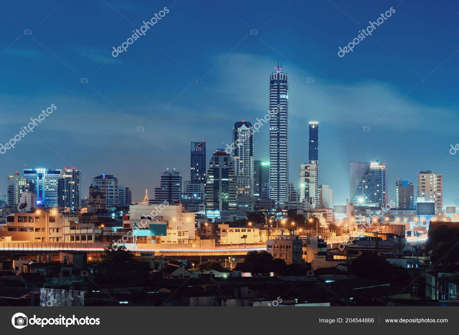Smart City Financial District Skyscraper Buildings Aerial View Bangkok ...