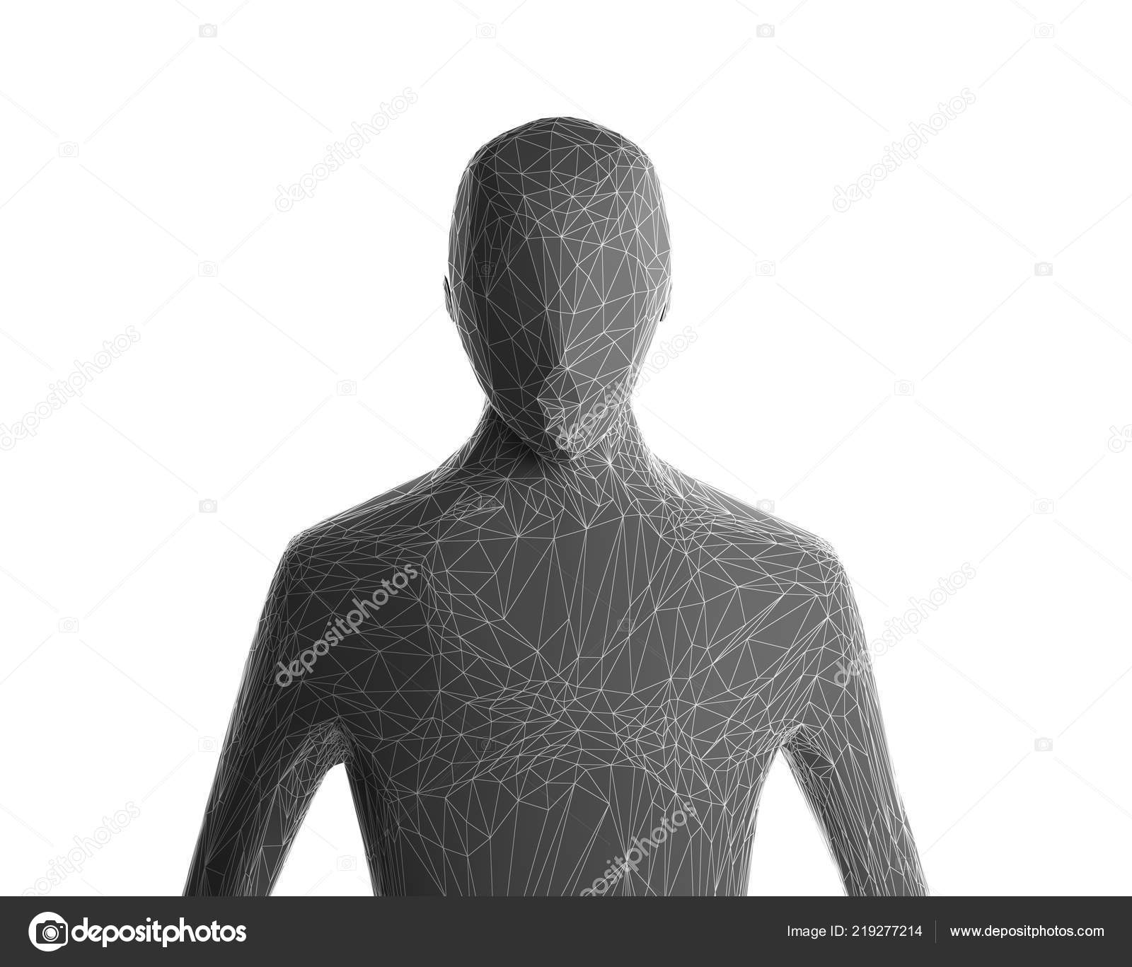Grey Human Body Isolated White Background Artificial Intelligence High ...