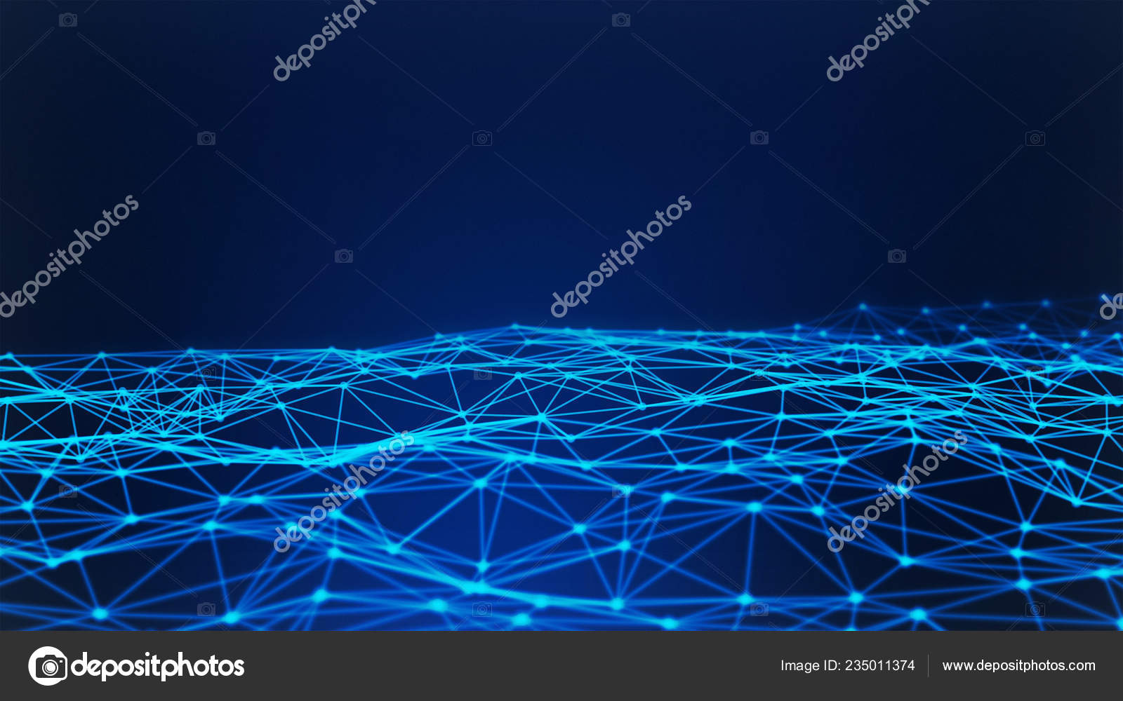 Blue Digital Data Network Connection Triangle Lines Spheres Futuristic ...