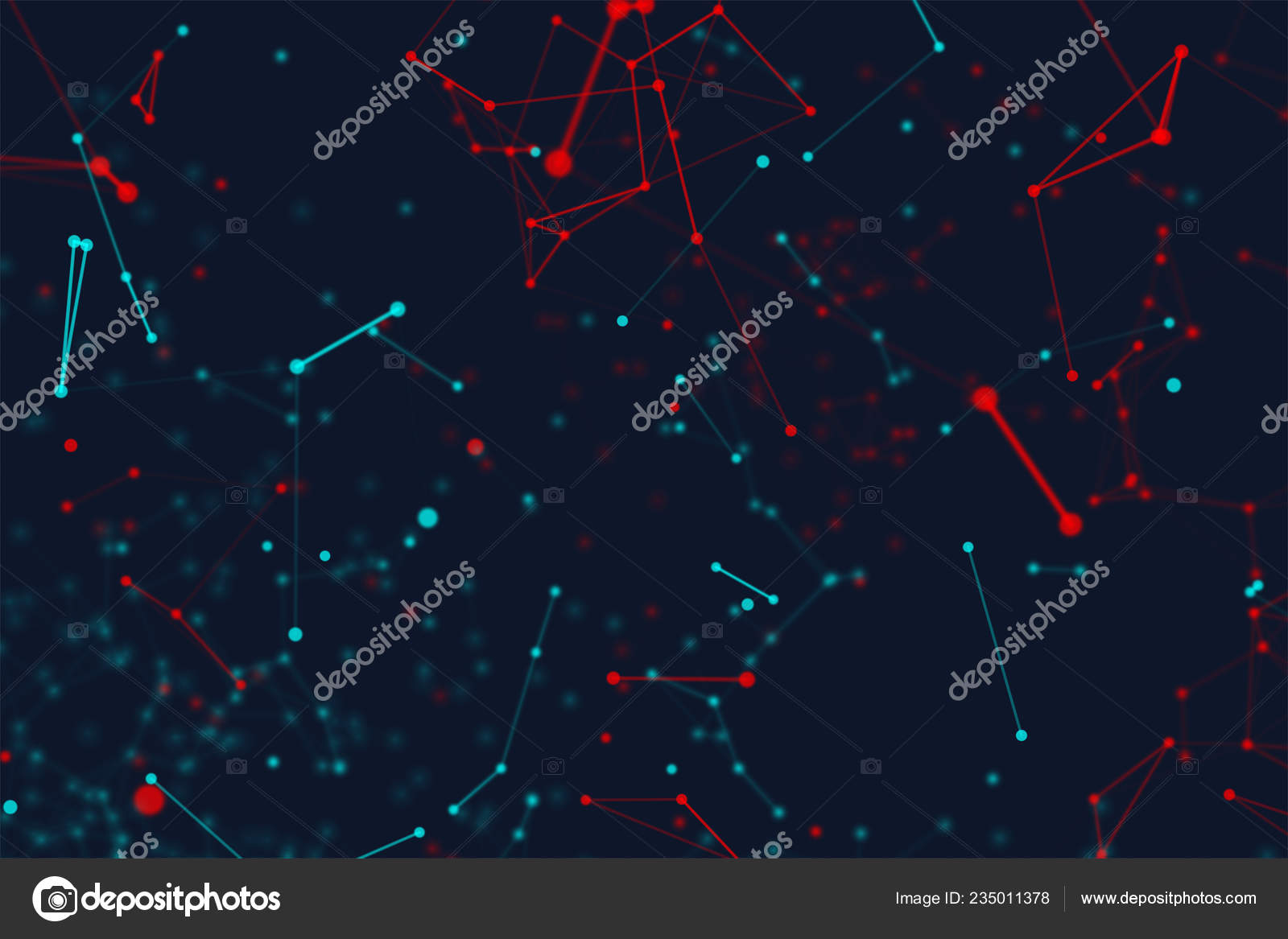 Blue Red Digital Data Network Connection Triangle Lines Spheres ...