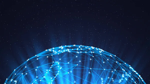 Planet earth and light. Blue sphere shape ball with digital data and ...