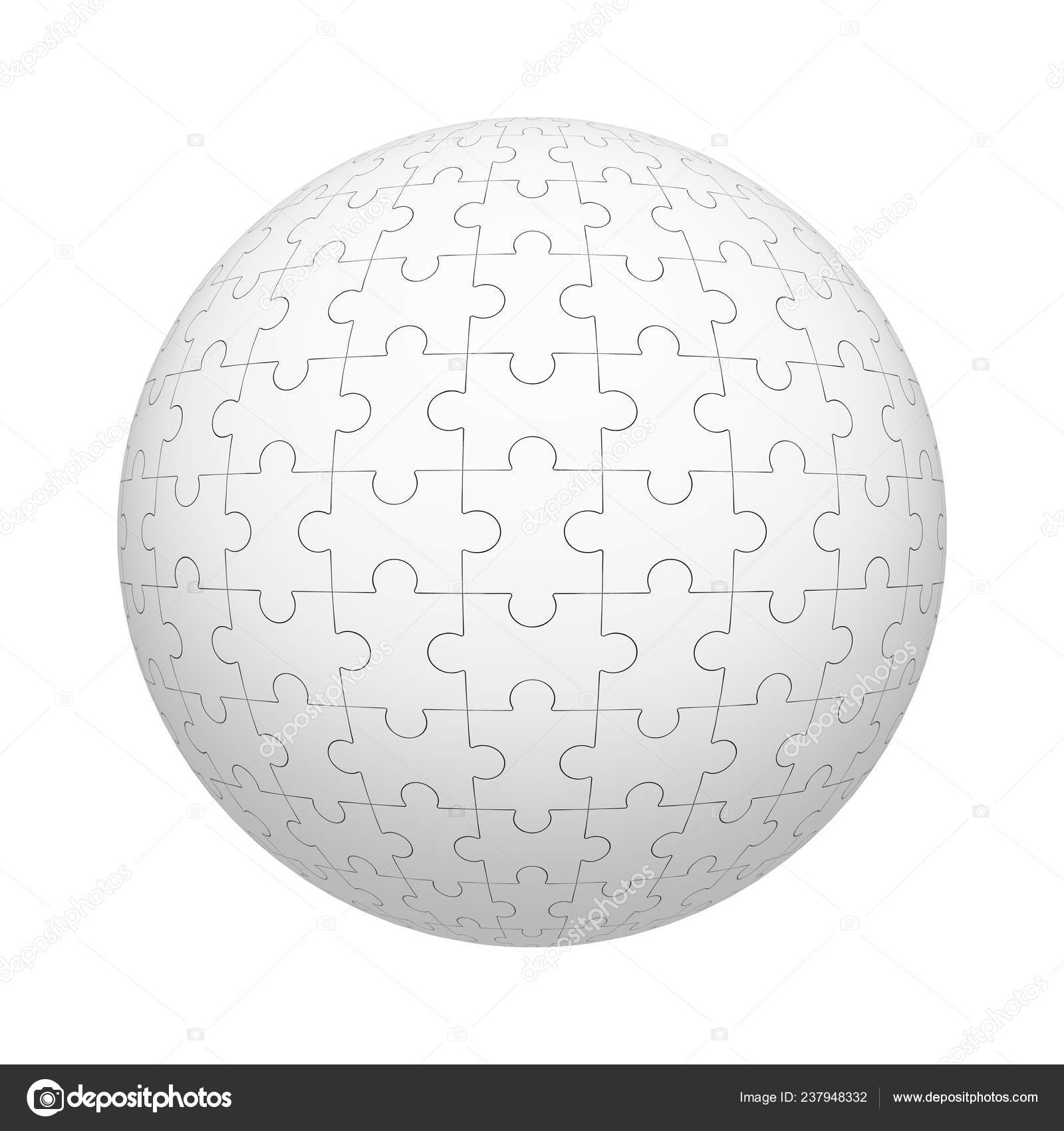 White Jigsaw Puzzle Pieces Pattern Texture Ball Sphere Shape Isolated ...