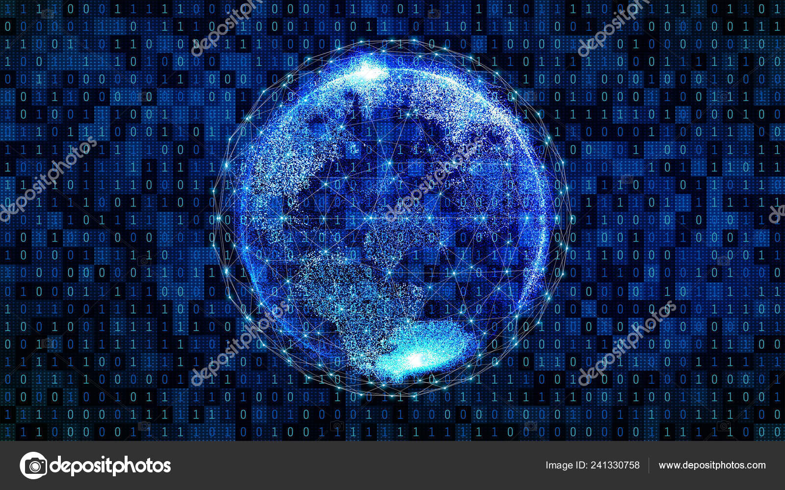 World Planet Earth Digital Computer Network Connection Lines Binary ...