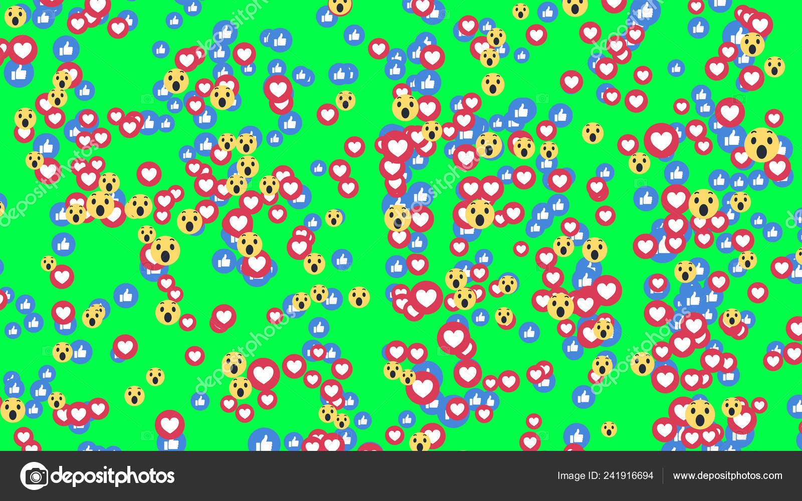 Thumb Blue Icons Wow Reaction Icon Hearts Facebook Live Video Stock ...