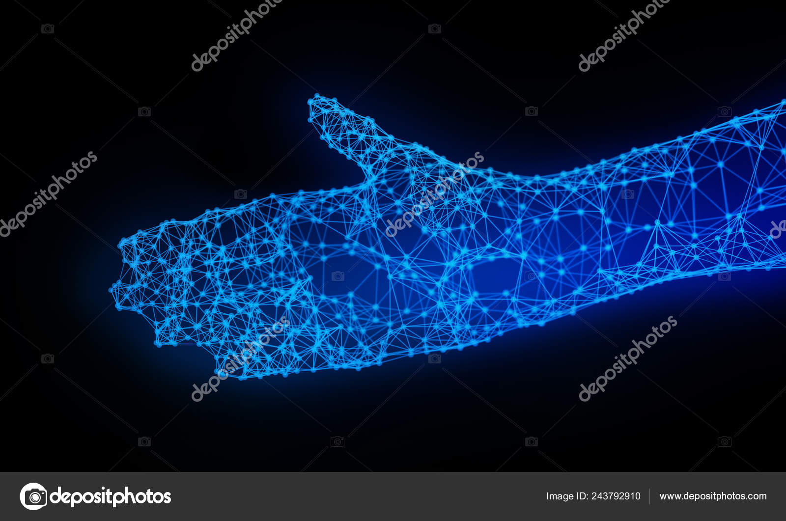 Human Hand Isolated Black Background Network Connection Lines Dots ...