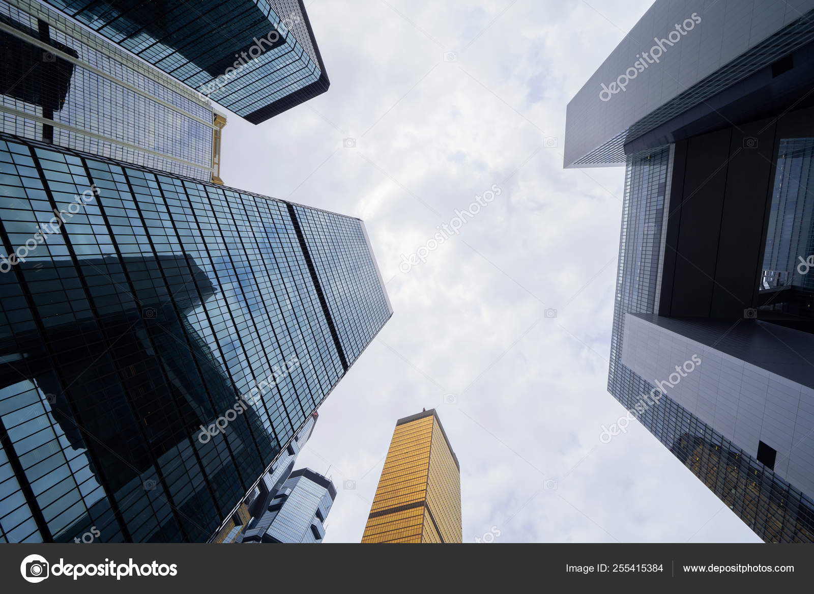 Looking up to high-rise buildings, skyscrapers, architectures in ...